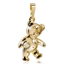 Materia Kettenanhänger Bär / Teddybär Gold Zirkonia Kinder KA-477