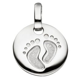 Schmuck Krone Kettenanhänger Anhänger Kinderfüße Babyfüße Füße Abdruck im Kreis aus echtem 925 Silber