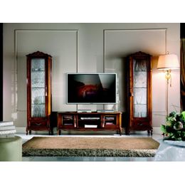 JVmoebel Wohnzimmer-Set Wohnwand 3tlg rtv 2x Vitrine Design Italienische Möbel Wohnzimmer Barock Stil