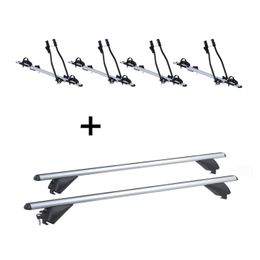 VDP Dachträger, 4xFahrradträger SAGITTAR + Alu Dachträger RB003 kompatibel mit Audi A4 Kombi (B8) (5Türer) 2008-2015