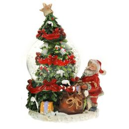 ELLUG Schneekugel glitzernde Schneekugel weihnachtliche Schüttelkugel Weihnachtsmann / Schneemann mit geschmücktem Weihnachtsbaum Ø65mm H.: 13cm (Weihnachtsmann)