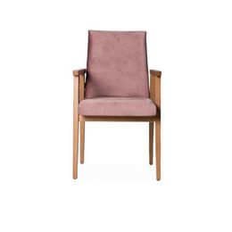 JVmoebel Stuhl, Design Stuhl Mit Armlehnen Polster Esszimmer Stühle Massiv Holz Textil