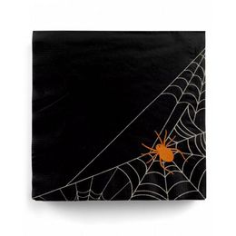 Horror-Shop Papierserviette Spooky Halloween Stoffserviette mit Spinne & Netz