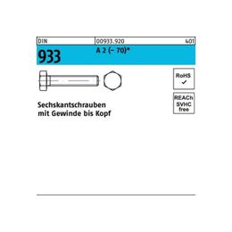 Reyher Sechskantschraube 200er Pack Sechskantschraube DIN 933 VG M5x 50 A 2 (70) 200 Stück D