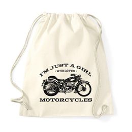 Youth Designz Turnbeutel "Just A Girl Who Loves Motorcycles" Baumwoll Tasche Turnbeutel