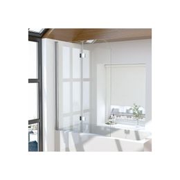Boromal Badewannenaufsatz Duschwand für Badewanne 2teilig 120x140 Schwarz / Chrom Duschtrennwand