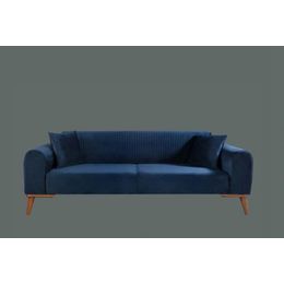 JVmoebel Sofa Luxus Dreisitzer Moderne Couch Polster Blau Couchen Stoff Textil