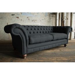 JVmoebel 3-Sitzer Schwarzes Chesterfield Design Luxus Polster Sofa Couch Sitz Textil