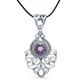 mantraroma Kettenanhänger 925er Silber mit Amethyst facettiert