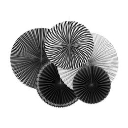 partydeco Papierrosette, Deko Papier Rosetten mit Muster 25-40cm schwarz weiß 5er Set