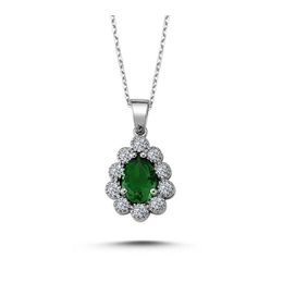 EinStein Diamant Goldkette Diamant Drop Smaragd Entourage Halskette