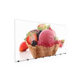 Primedeco Garderobenpaneel Magnetwand und Memoboard aus Glas Eis in Waffel und Früchte