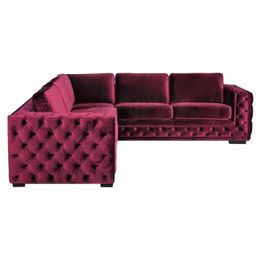 JVmoebel Ecksofa, Lila chesterfield couch luxus samt stoff couchen sofa set knöpfe