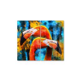 DEQORI Herdblende-/Abdeckplatte 'Flamingos vor Farbenspiel'
