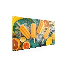 Primedeco Garderobenpaneel Magnetwand und Memoboard aus Glas Mango Bananen Eis am Stiel