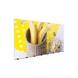 Primedeco Garderobenpaneel Magnetwand und Memoboard aus Glas Bananen in Korb