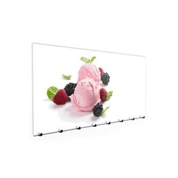 Primedeco Garderobenpaneel Magnetwand und Memoboard aus Glas Erdbeereis mit Minz