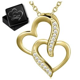 Limana Herzkette Damen Halskette Silber 925 Kette mit Herz Anhänger gold für Frauen (inkl. Herz Geschenkdose)