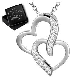 Limana Herzkette Damen Halskette Silber 925 Kette mit Herz Anhänger gold für Frauen (inkl. Herz Geschenkdose)