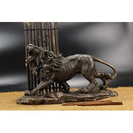 Lisandra Scott Skulptur Großer Brüllende Löwe Figur Handgefertigt in Bronze-Optik Lebensgroß