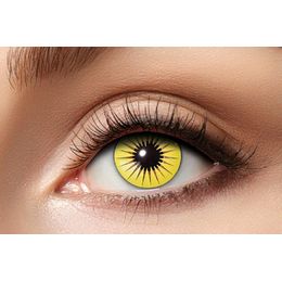 Eyecatcher Farblinsen Farbige yellow star Kontaktlinsen. Gelbe Effektlinsen. Jahreslinsen.