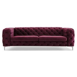 JVmoebel Chesterfield-Sofa Luxuriöses Burgundes Chesterfield Sofa Textilmöbel 3-Sitzer Couch Neu