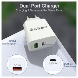 Gravizone Für Apple iPhone Pro Max Ladegerät Netzteil 20W USB-C Power Adapter Smartphone-Ladegerät (1x Usbc Netzteil