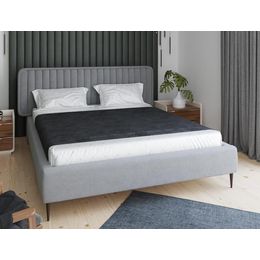 JVmoebel Bett, Grau Doppelbett Schlafzimmer Holz Möbel Design Polster Stoff Neu