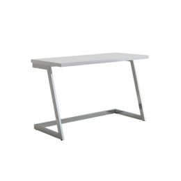 Wohnling Schreibtisch WL6.575 (120x55x76 cm Hochglanz Weiß / Silber Modern)