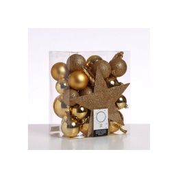 MARELIDA Weihnachtsbaumkugel Weihnachtskugeln mit Stern Baumspitze bruchfest gold 33er Set (33 St)