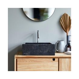 Tikamoon Waschbecken Slats Waschbecken aus Marmor dark grey