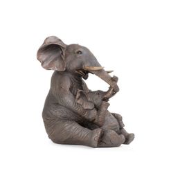 Moritz Dekofigur Deko-Figur Elefantenbaby sitz verspielt bei der Mutter aus Polyresin