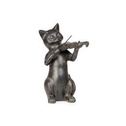 Moritz Dekofigur Deko-Figur Katze spielt Geige aus Polyresin schwarz Musikinstrument