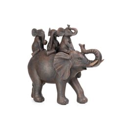 Moritz Dekofigur Deko-Figur Elefantenfamilie Kinder sitzen auf Rücken aus Polyresin