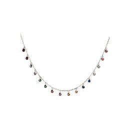 Schöner-SD Collier Silberkette viele kleine Anhänger bunt multicolor mehrfarbiges Collier