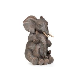 Moritz Dekofigur Deko-Figur Elefantenbaby sitz bei Mutter in den Armen aus Polyresin