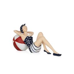Moritz Dekofigur Deko-Figur Badenixe im Badeanzug entspannt sich auf Wasserball Maritim