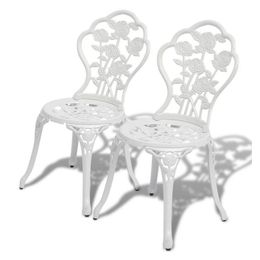 furnicato Gartenstuhl Bistro-Stühle 2 Stk. Aluminiumguss Weiß