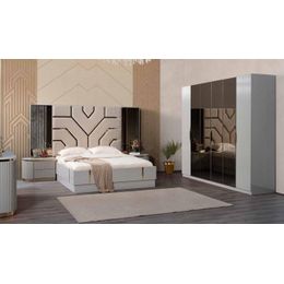 JVmoebel Schlafzimmer-Set Schlafzimmer-Sets Möbel Ehezimmer Set Schrank Bett Konsole 4tlg.