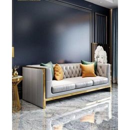 JVmoebel 3-Sitzer Dreisitzer Couch Polster Design Sofa 3er Zimmer Grau Chesterfield