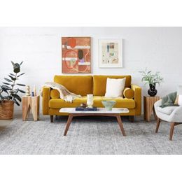 JVmoebel 2-Sitzer Textil Sofa Design Polster 2-Sitzer Stoff Couch Landhaus Stil Gelb