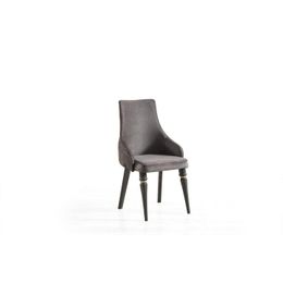 JVmoebel Stuhl Luxus Lehnstuhl Design Stühle Design Sessel Holz Polster Stuhl Grau