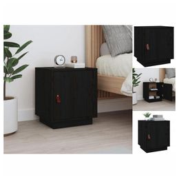 vidaXL Nachttisch Nachttisch Schwarz 40x34x45 cm Massivholz Kiefer Bett Nachtschrank Nac