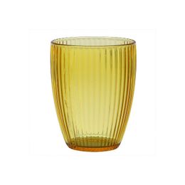 MARELIDA Glas Trinkglas Becher Wasserglas mit Rillen Camping Picknick 430ml gelb