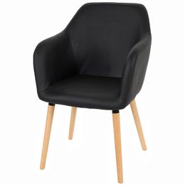 MCW Esszimmerstuhl Vaasa T381, Stuhl Küchenstuhl, Retro 50er Jahre Design ~ Kunstleder, schwarz, helle Beine
