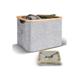 HENNEZ Wäschekorb, Aufbewahrungskorb 40l Körbe Grau kompatibel IKEA KALLAX Regal