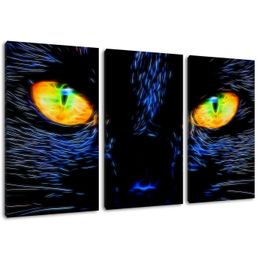 Pixxprint Leinwandbild Katze mit Augen