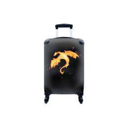 MuchoWow Handgepäckkoffer Feuer speiender Drache auf schwarzem Hintergrund