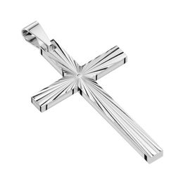 BUNGSA Anhänger Set Anhänger Kreuz gravierte Strahlen Silber aus Edelstahl Unisex (1-tlg)