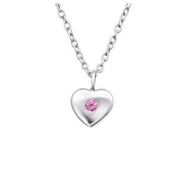 BUNGSA Ketten-Set Kette Herz mit pinkem Kristall aus 925 Silber Damen (1-tlg)